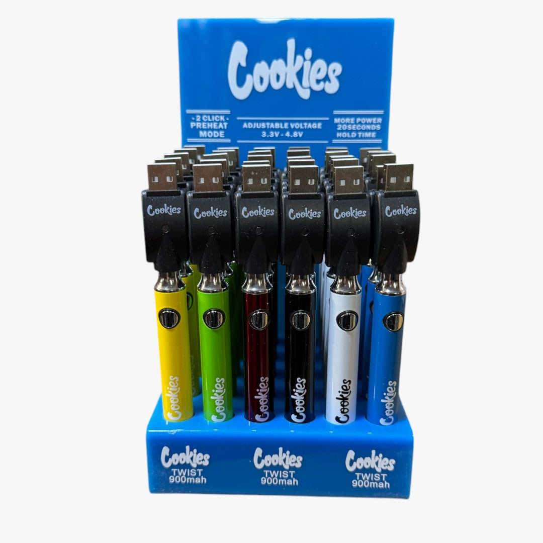 COOKIES 510 BATTERY TWIST 900MAH ADJUSTEBLE 3.3V TO 4.8V WITH CHARGER ...